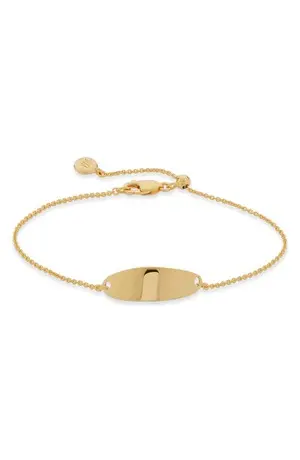 Monica Vinader Monica Vinader Nura Tiny Oval Plate Bracelet Yellow Gold