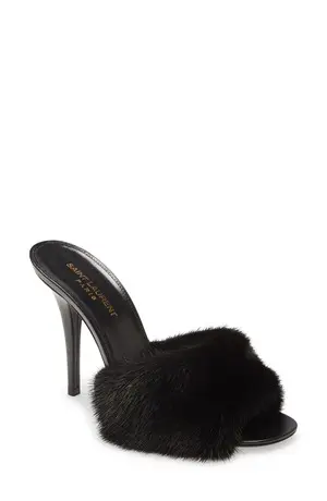 Saint Laurent Roy Genuine Mink Fur Sandal