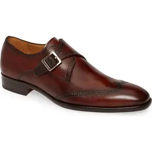 Mezlan Forest Single Monk Strap Wingtip Shoe - Cognac