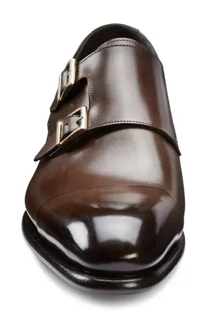 Santoni Ira Double Monk Strap Shoe - Tan