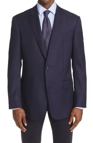 Giorgio Armani Slim Fit Virgin Wool Blazer Solid Navy