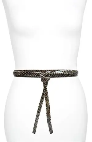 ADA Ada' Skinny Leather Wrap Belt Cocoa Python