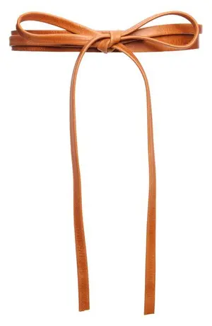 ADA Skinny Leather Wrap Belt - Cognac