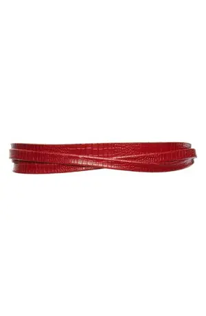 ADA Ada' Skinny Leather Wrap Belt Red Python
