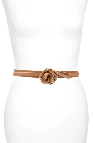 ADA Skinny Leather Wrap Belt - Tan