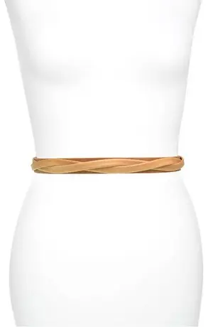 ADA Skinny Leather Wrap Belt - Tan