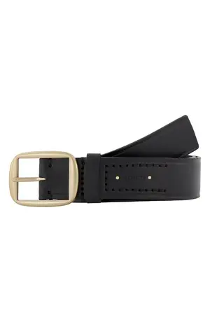 ALLSAINTS AllSaints Leather Belt Black Warm Brass