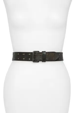 ALLSAINTS AllSaints Leather Belt Distressed Black