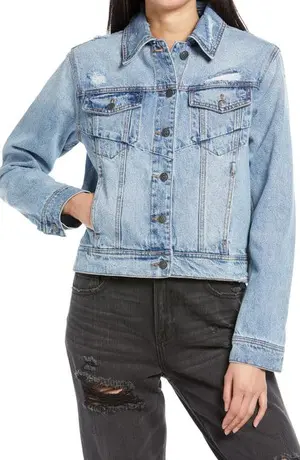 HIDDEN JEANS Fitted Denim Trucker Jacket
