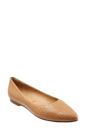 Trotters Estee Ballet Flat - Nude Crocodile Leather
