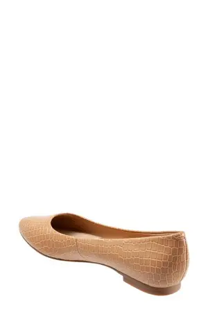 Trotters Estee Ballet Flat - Nude Crocodile Leather