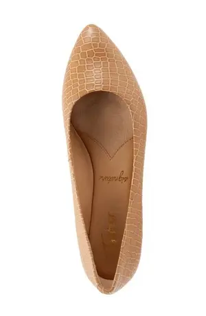 Trotters Estee Ballet Flat - Nude Crocodile Leather