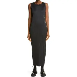 Issey Miyake Basics Pleated Midi Dress - Black