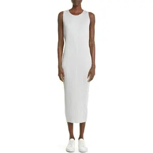 Issey Miyake Pleated Midi Dress - Light Grey