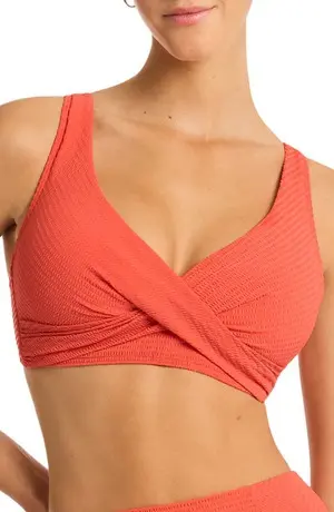SEA LEVEL Cross Front Multifit Bikini Top - Flame