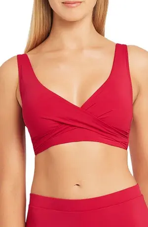 SEA LEVEL Sea Level Cross Front Multifit Bikini Top Red