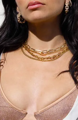Ettika Rectangle Chain Necklace - Gold