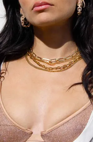 Ettika Rectangle Chain Necklace - Gold