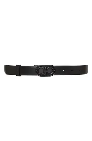 FERRAGAMO Salvatore Double Gancio Reversible Belt Nero