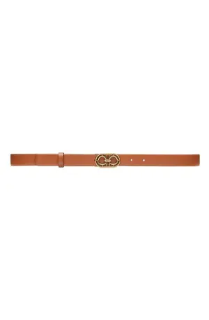 FERRAGAMO Salvatore Double Gancio Reversible Belt Vicuna Nero