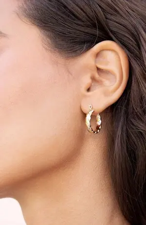 Ettika Textured Huggie Hoop Earrings