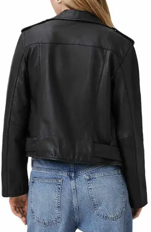 ALLSAINTS Balfern Leather Biker Jacket - Black/ Gold