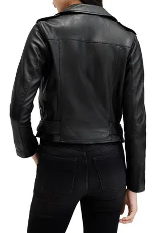 ALLSAINTS Balfern Leather Biker Jacket - Black/ Silver