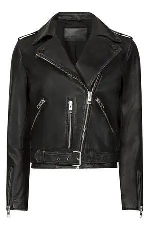 ALLSAINTS Balfern Leather Biker Jacket - Black/ Silver