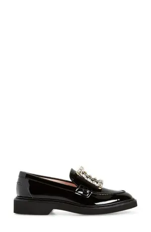 ROGER VIVIER Viv Rangers Crystal Buckle Loafer - Black/crystal