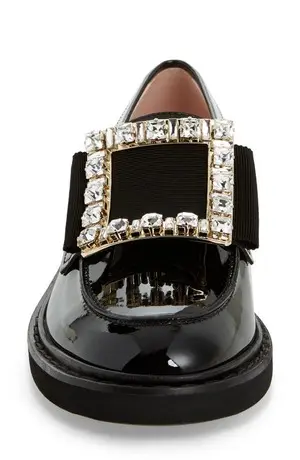 ROGER VIVIER Viv Rangers Crystal Buckle Loafer - Black/crystal