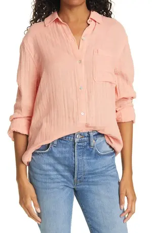 Rails Ellis Button-up Shirt Peach