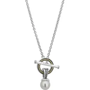 Lagos Luna Pearl Toggle Pendant Necklace - Silver/pearl