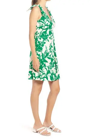 Eliza J Floral Linen Blend Dress In Green - 60% Off | Editorialist