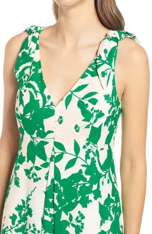 Eliza J Floral Linen Blend Dress In Green - 60% Off | Editorialist
