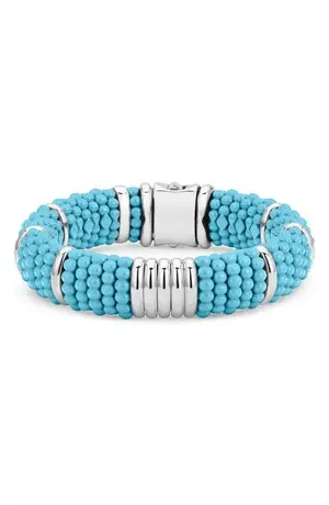 Lagos Caviar Ceramic Rope Bracelet - Silver/blue