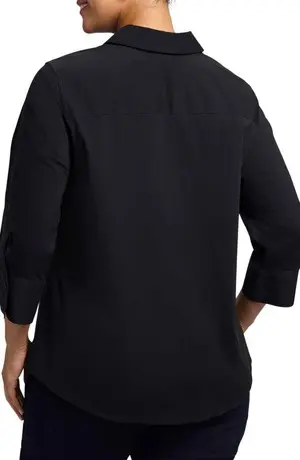 Foxcroft Mary Non-iron Stretch Cotton Button-up Shirt - Black