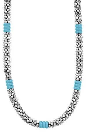 Lagos LAGOS Blue Caviar Ceramic Collar Necklace Silver/ Blue