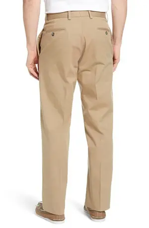 Berle Charleston S Flat Front Stretch Canvas Pants - Khaki