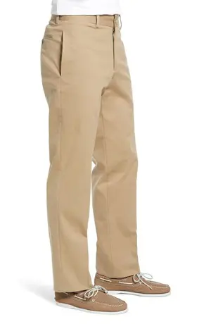 Berle Charleston S Flat Front Stretch Canvas Pants - Khaki