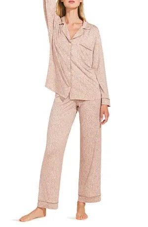 Eberjey Gisele Printed Long Pajamas Animale Rose Cloud/ Ivory