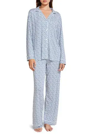 Eberjey Gisele Printed Long Pajamas Denim Ivory