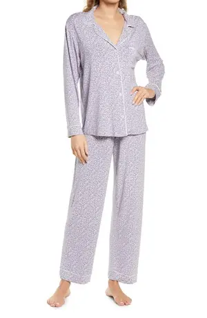Eberjey Gisele Printed Long Pajamas Garden-delphinium/ Ivory