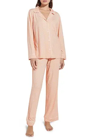 Eberjey Gisele Printed Long Pajamas Geo Tile Rose Cloud/ Ivory