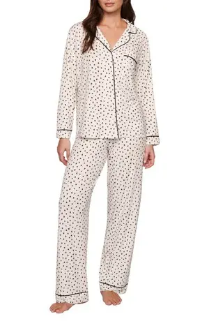 Eberjey Gisele Printed Long Pajamas - Heart To Heart Black
