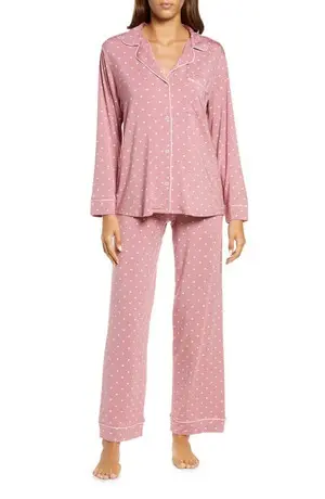 Eberjey Gisele Printed Long Pajamas Hearts-acai/ Ivory