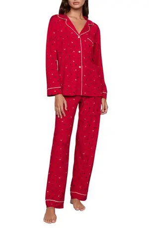 Eberjey Gisele Printed Long Pajamas Nutcracker Holly Red