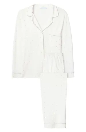 Eberjey Gisele Printed Long Pajamas Sterling Dot Ivory/ Silver