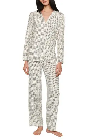 Eberjey Gisele Printed Long Pajamas Tide Dot Ivory/ivory