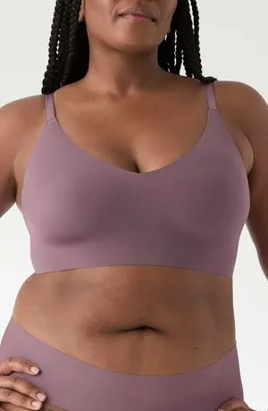 TRUE & CO The True Body Triangle Convertible Strap Bralette Blackberry