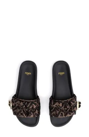 Fendi X Sarah Coleman Ff Vertigo Slide Sandal - Tobacco/black